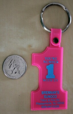 Brennan's Sunoco Oil Gas Station Pleasantville NJ Pink Keychain Key ...