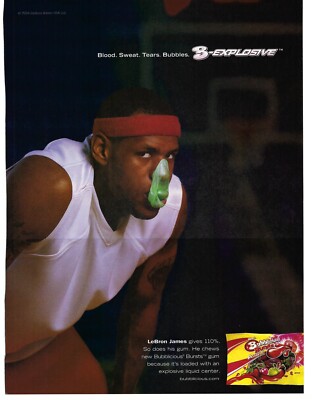 2004 Bubblicious Bursts Gum LeBron James Bubbles NBA Magazine Print Ad ...