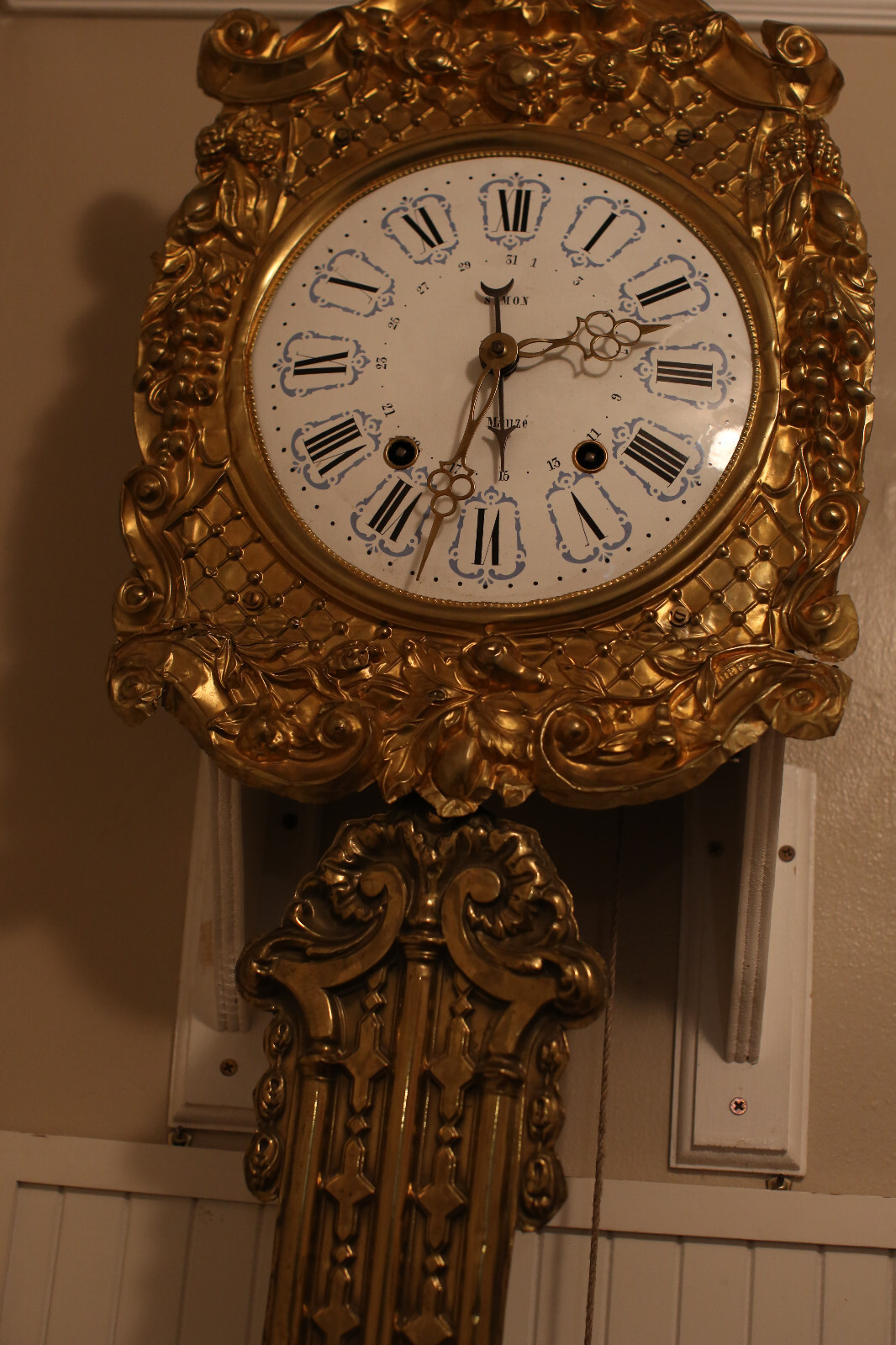 Antique French Simon Mauzé Brass Wag-on-the-Wall Clock – 19th Century ...