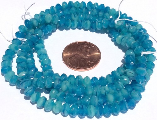 Trade Czech Crystal Rondelle Cut Cerulean Blue Bohemain Glass Beads | eBay