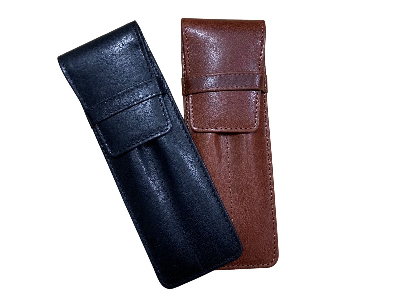 Double Pen Pouch Case Genuine Leather Holder Sleeve – Fits 2 Pens ...