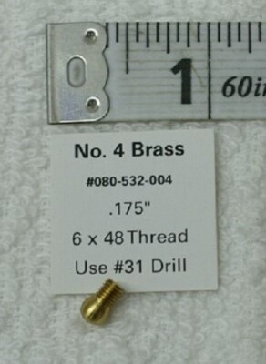 SN5334 Brass Bead Front Sight No. #4 Shotgun .175" 6x48 Thread Use #31 ...