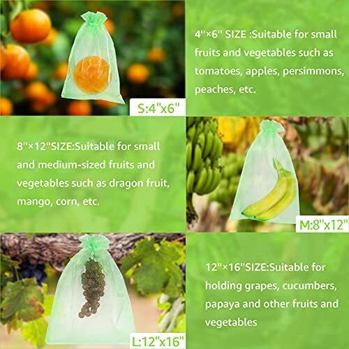 6''×8'' Fruit Netting Cover Mesh Bag with Drawstring Netting Barrier ...