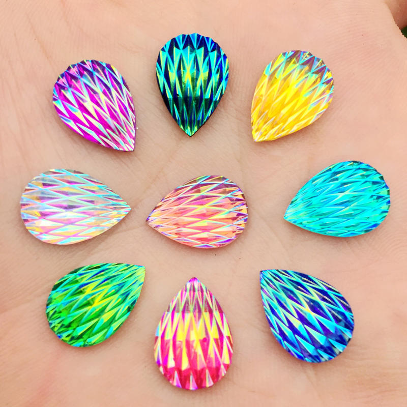 60pc 10*14mm Water Drop Shiny Rhinestone Flatback Phoenix down DIY ...