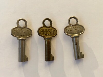 Vintage Presto Lock Co Key Small Nickel Plated Barrel Luggage Skeleton ...