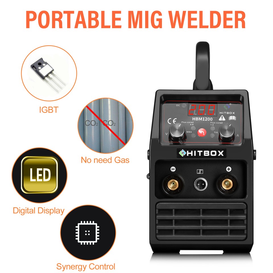 HITBOX 3 IN 1 MIG Welder Gasless Stick Lift TIG MIG Welding Machine ...