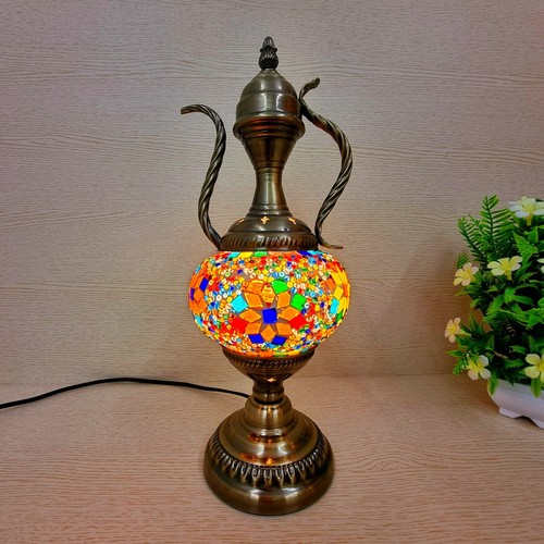 Handmade Turkish Glass Mosaic Lamp with free LED Light - Teapot Design ...