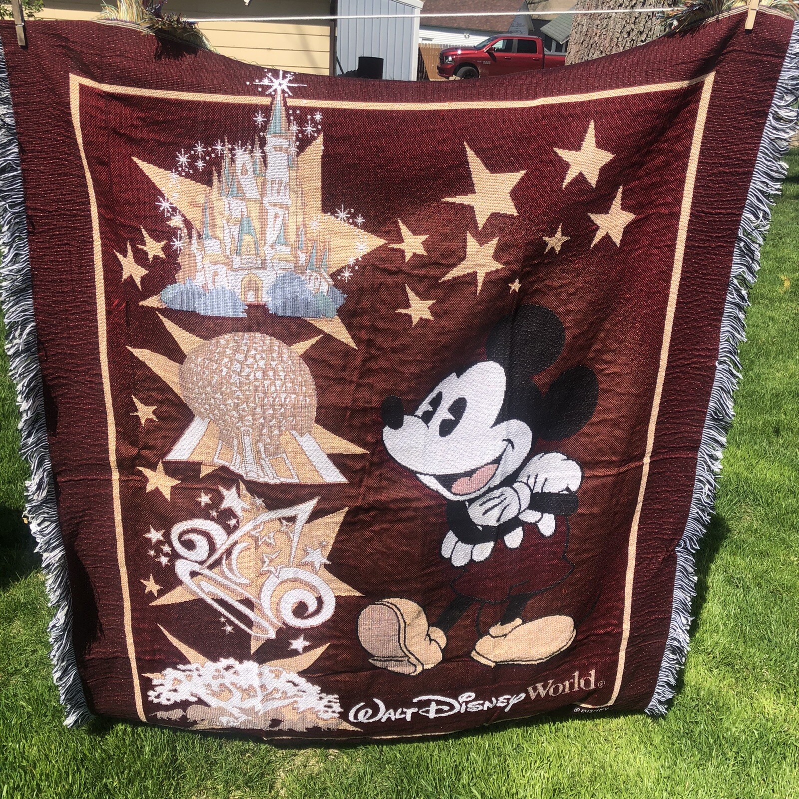 Mickey Mouse Tapestry Woven Throw Walt Disney World 4 Parks Blanket New ...