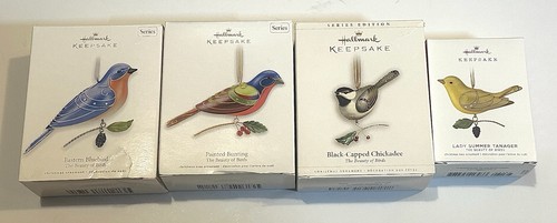 4 HALLMARK BEAUTY OF THE BIRDS BLACK CAP CHICKADEE-BLUEBIRD-P.BUNTING ...