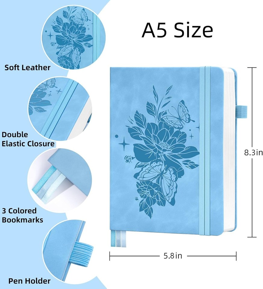 Lined Journal Notebook 365 Pages, A5 Leather Journals for Size1-A5, B ...