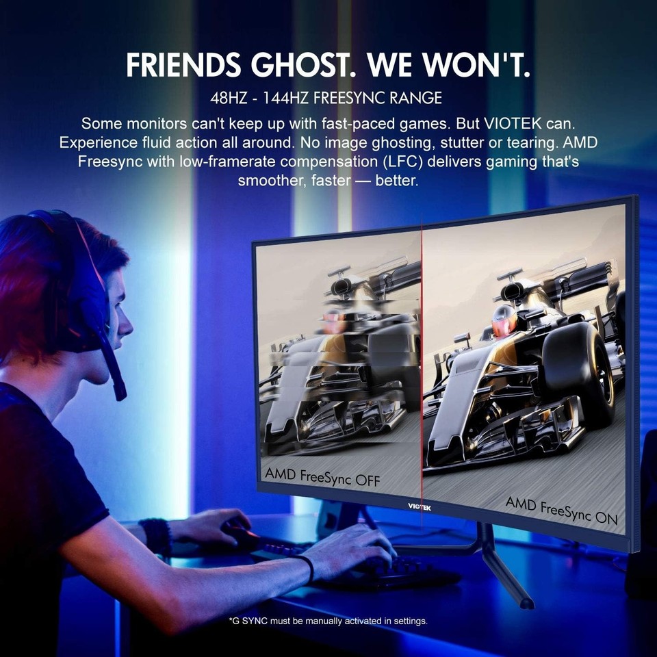 Viotek 32" Curved Gaming Monitor 144Hz 4ms 2560x1440p 3x HDMI, DP ...