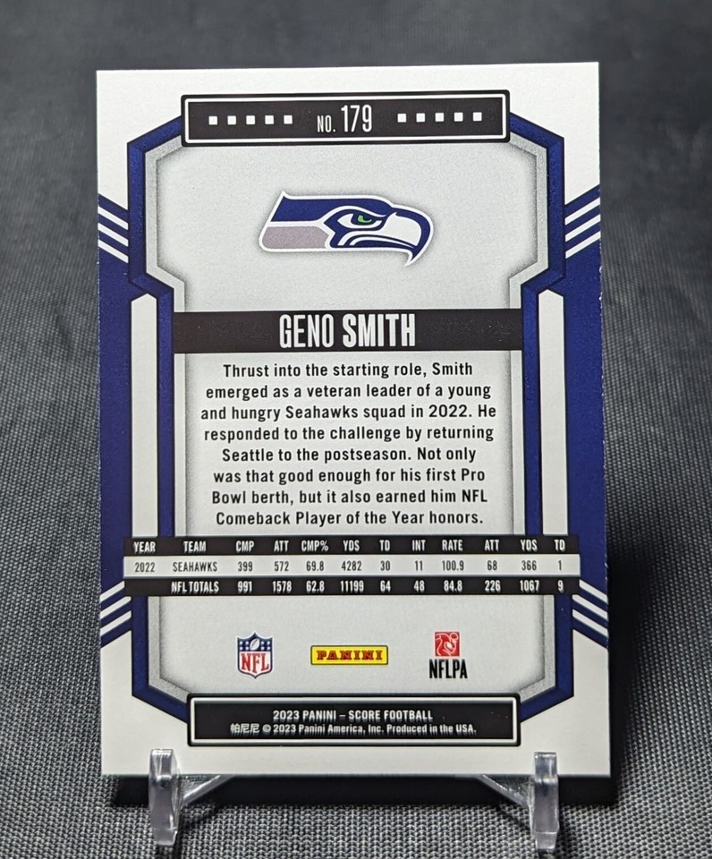 Geno Smith 2023 Panini Score Football Card Base #179 Seattle Seahawks ...