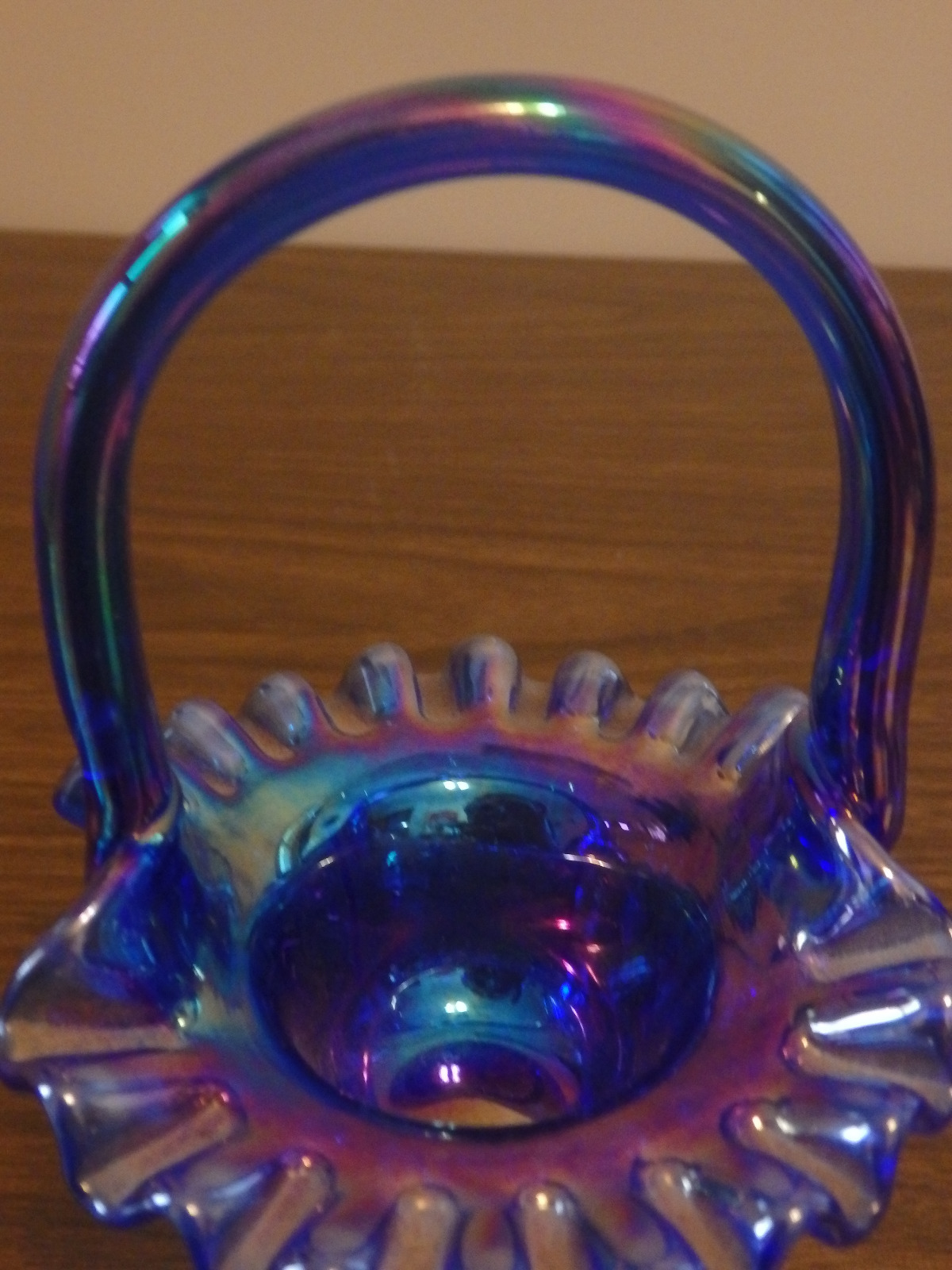 Fenton Art Glass Cobalt Blue Paneled Daisy Mini Basket QVC 1995 Mint ...