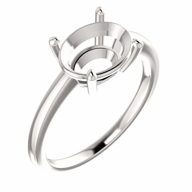 Sterling Silver Oval Cut Solitaire Ring Setting Modern Style Ring ...
