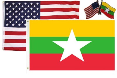 Wholesale Combo USA & Myanmar Burma 2x3 2'x3' Flag & Friendship Lapel ...