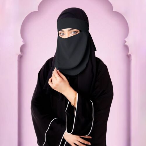 Muslim Black Burqa Veil Hijab Scarf Lace-Up Niqab Stylish Face Cover ...