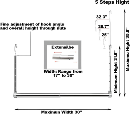 Adjustable Hanging Closet Rod, Extender 2 Pack, Chrome | eBay