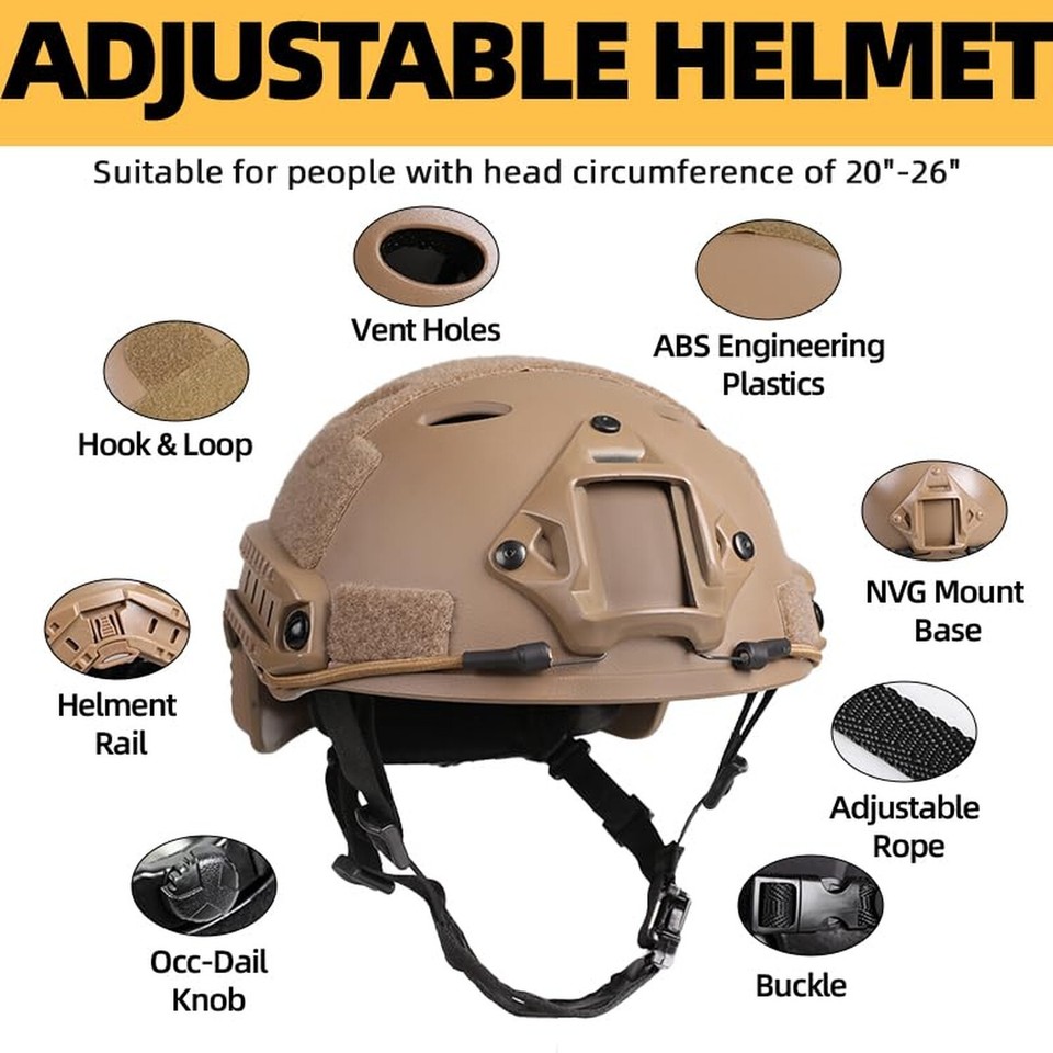 Tactical Helmet with Headset,Adjustable Helmet with Helmet Cover and ...