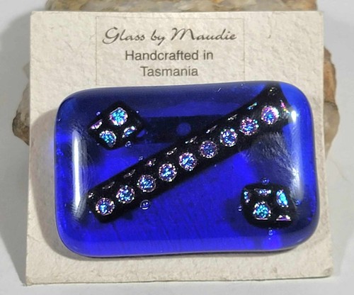Australian Made Fused Dichroic Glass Jewelry Pin With Cobalt Blue Pink ...