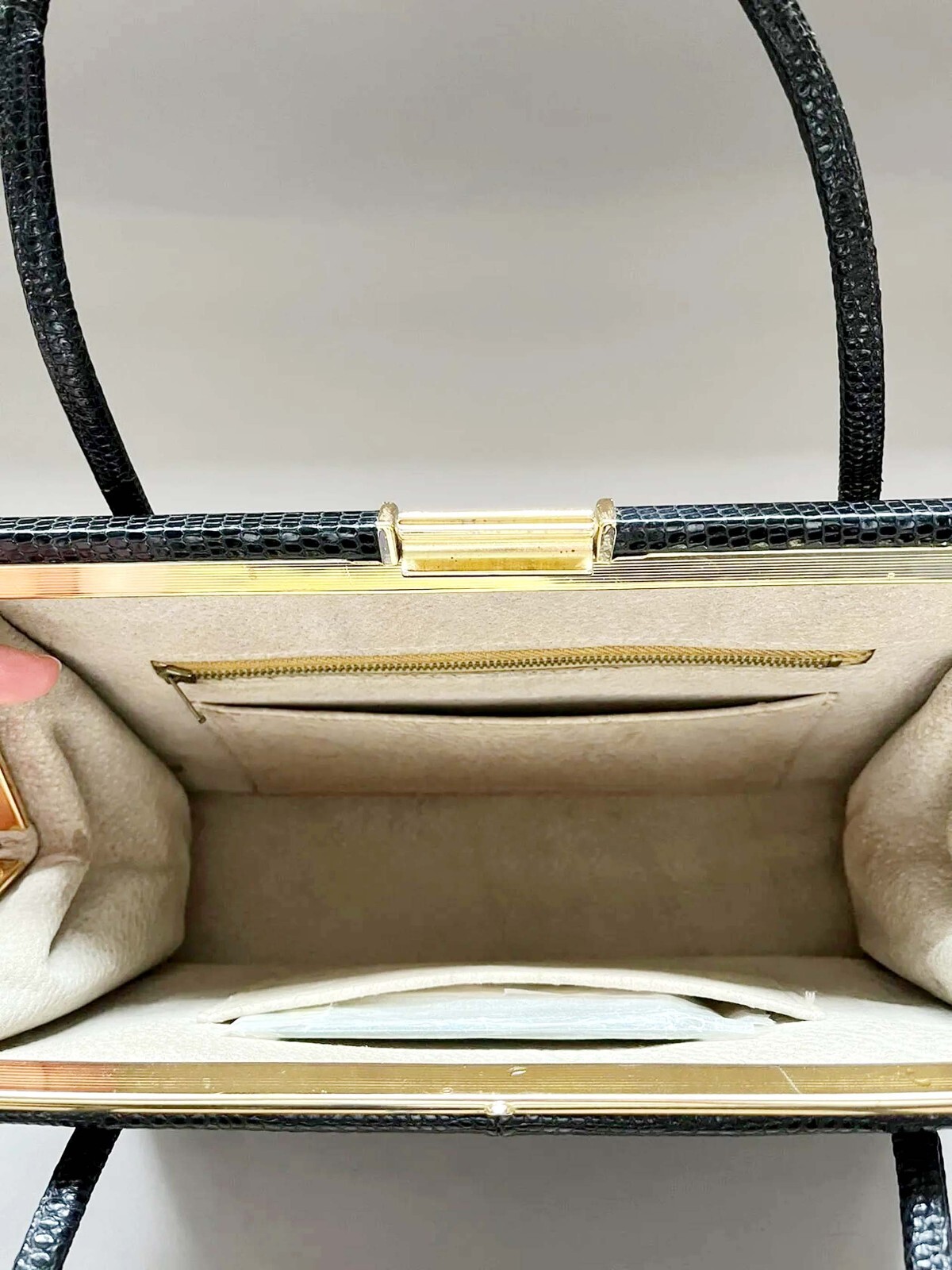 Vintage real leather black classic 1950s handbag, classic handbag, 50s ...