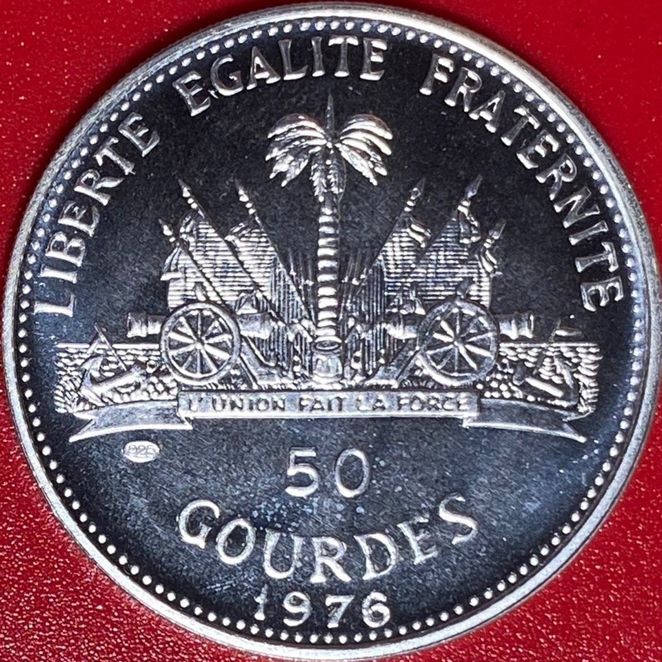 1976 HAITI 50 GOURDES .51 OZ SILVER PROOF HOLY YEAR VATICAN POPE JOHN ...