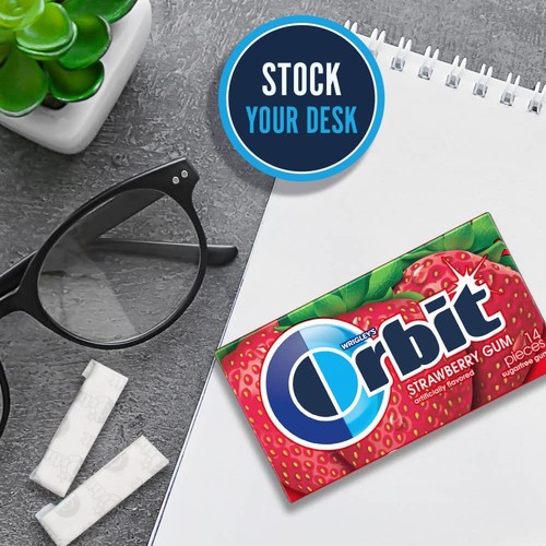 ORBIT Strawberry Sugar Free Chewing Gum Individually Wrapped, Bulk ...