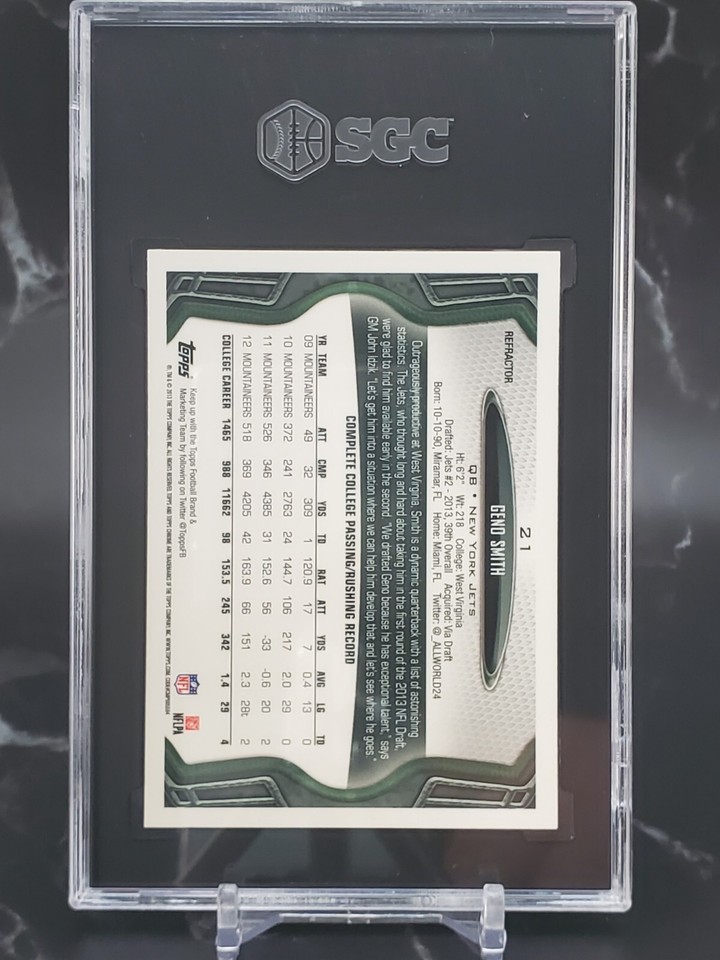 Geno Smith RC - 2013 Topps Chrome Refractor - SGC 9.5 MT+ 🔥 Rookie 🔥 | eBay