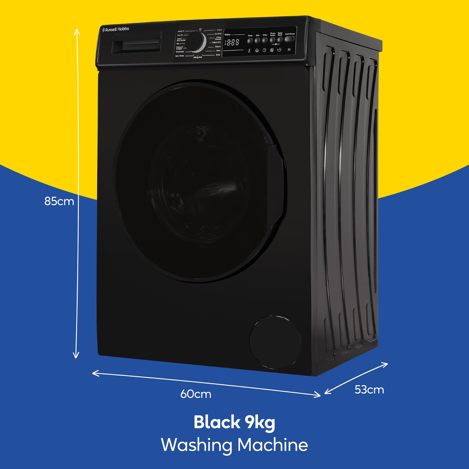 Russell Hobbs Washing Machine 9kg 1400rpm Black Freestanding RH914W116B ...