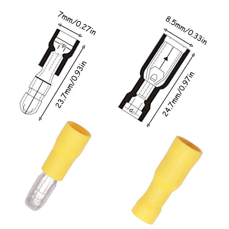 Assorted Insulated Bullet Crimp Wire Male/Female Connectors Splice ...