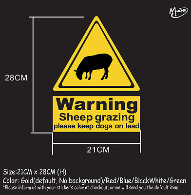 Sheep grazing warning sign stickers reflective countryside farm animal ...