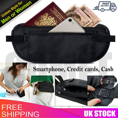1x Money Belt Travel Hidden Secret Discreet Bum Bag Waist Wallet Pouch ...