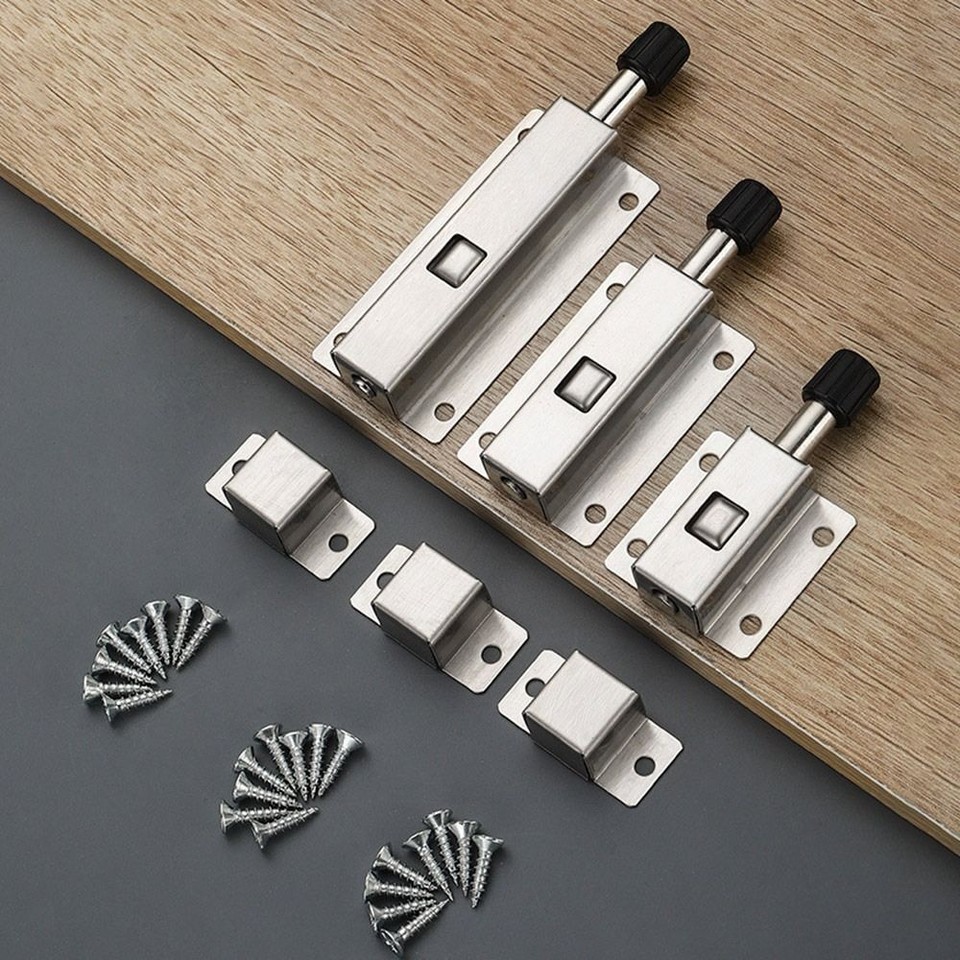 Spring Lock Door Latch With Screws Tower Bolt Garden Gate Shed Sliding ...