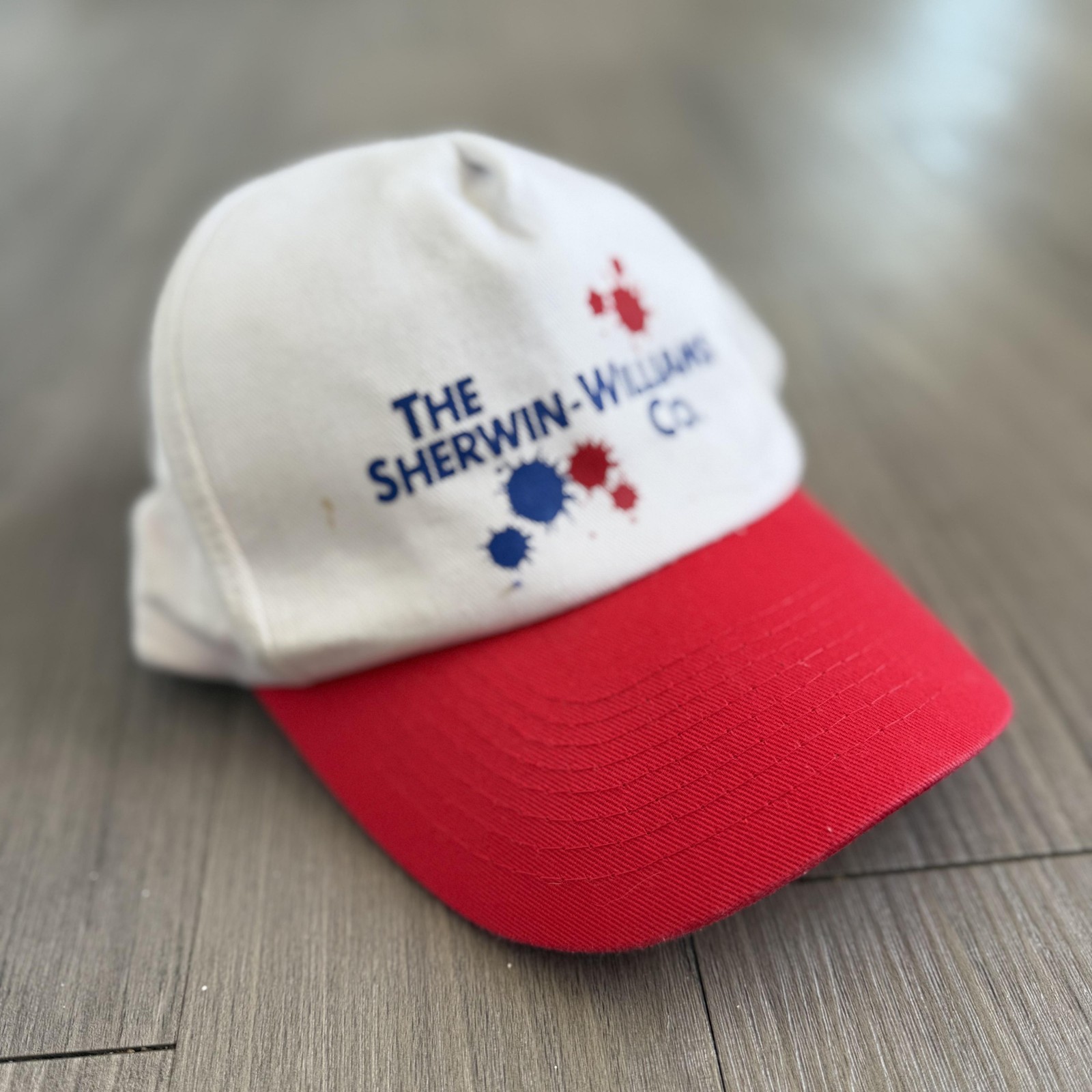 Vintage Sherwin-Williams Hat Cap Snap Back White Red … - Gem