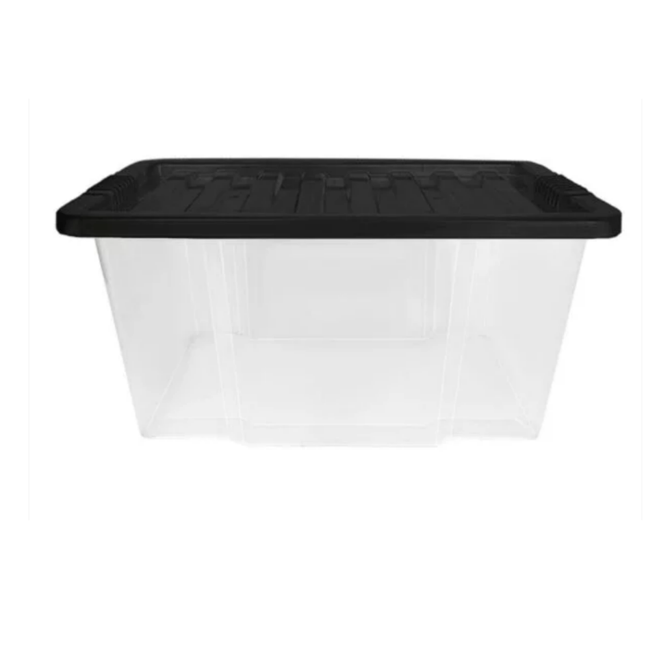 50L Plastic Storage Box 4x Heavy Duty Stackable Container With Lid Home ...