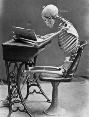 Vintage Creepy Skeleton Student Photo Print Strange Wall Decor Spooky ...