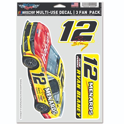 Ryan Blaney 2025 Wincraft #12 Menards/Cardell Multi Use Decal Sheet(3Pc ...