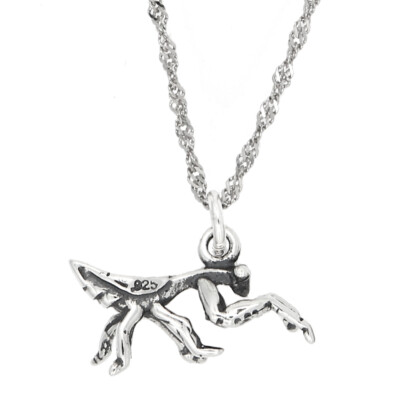 Sterling Silver 3D Praying Mantis Insect Charm with Singapore Chain ...