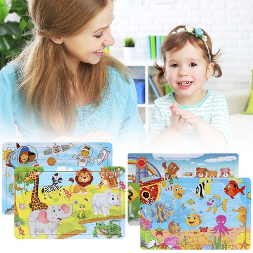 4Pcs Wooden Jigsaw Puzzles for Kids Animal Ocean Puzzles Colorful ...