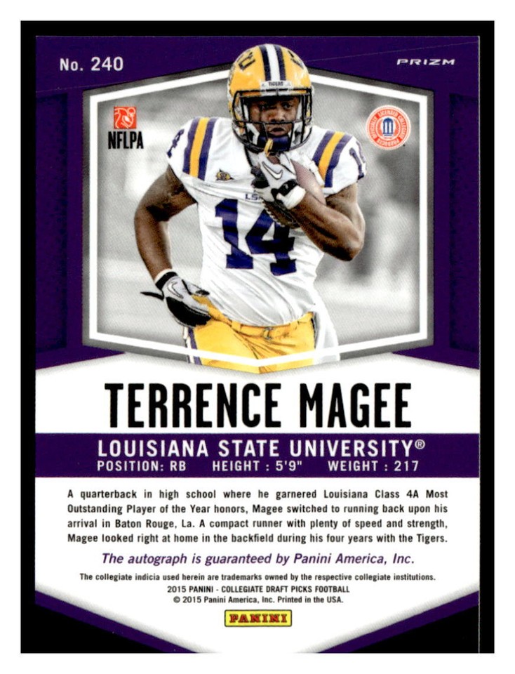 TERRENCE MAGEE 2015 PRIZM AUTOGRAPH LSU AUTO AU Autographs Prizms Auto ...