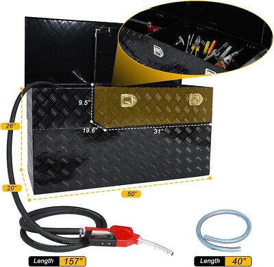 60-Gallon Fuel Tank Tool Box Combo Fuel Transfer Tank & Toolbox with 10 ...