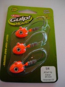 BERKLEY GULP HEADS MINNOW JIG HEADS 3 Pack VARIOUS COLOURS/WEIGHTS/HOOK ...