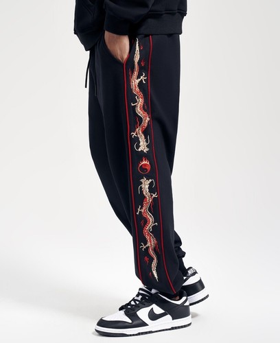 Niepce Unisex Japanese Dragon Embroidery Sweatpants Streetwear Jogger ...