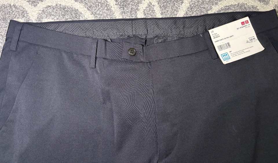 Uniqlo Pants Mens 40x34 Navy Kando Ultra Light Polyester City Business NEW | eBay