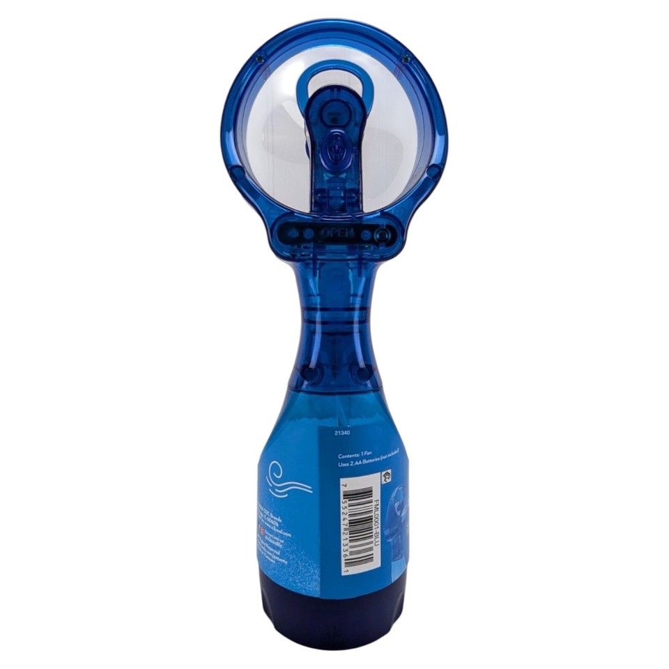 O2 COOL Deluxe Handheld Battery Powered Blue Water Misting Fan New | eBay