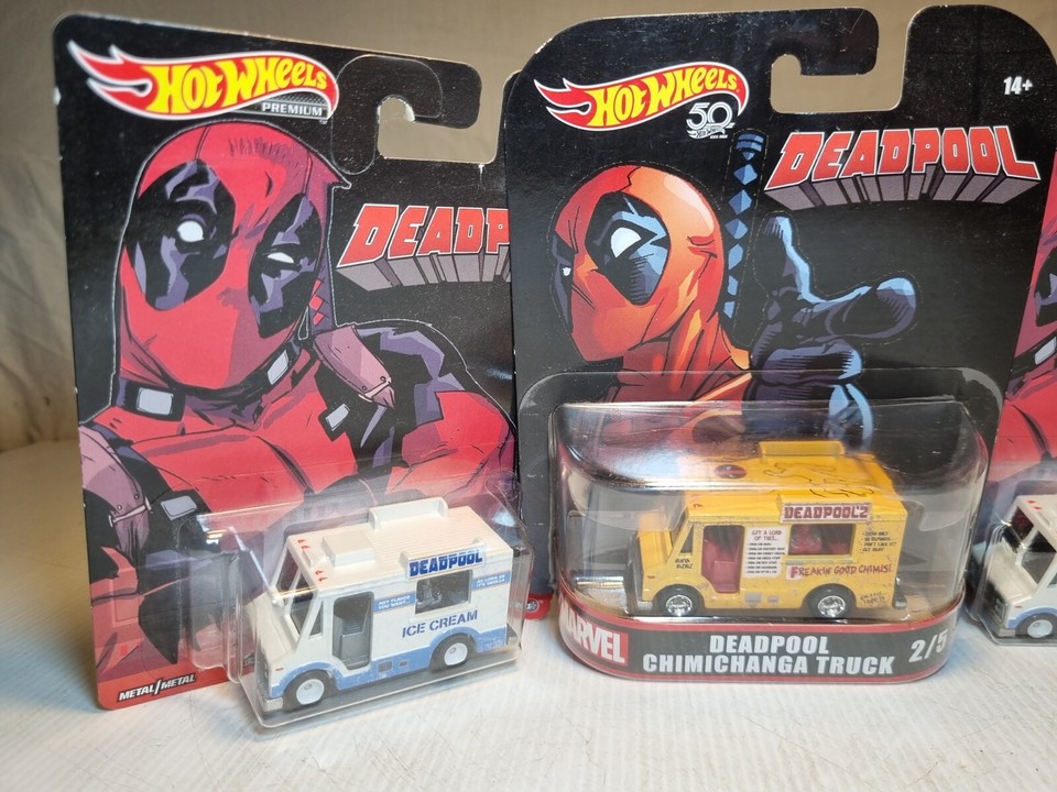 Bundle x4 - 1/64 Hot Wheels Premium Deadpool Chimichanga Truck Marvel ...
