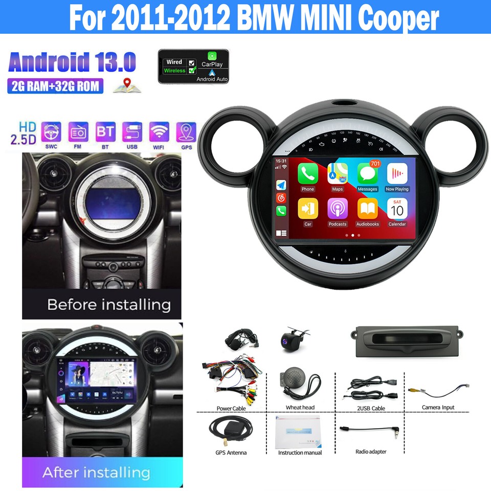 For 2007-2013 Mini Cooper R56 R60 Android 13 Carplay Car Stereo Radio ...