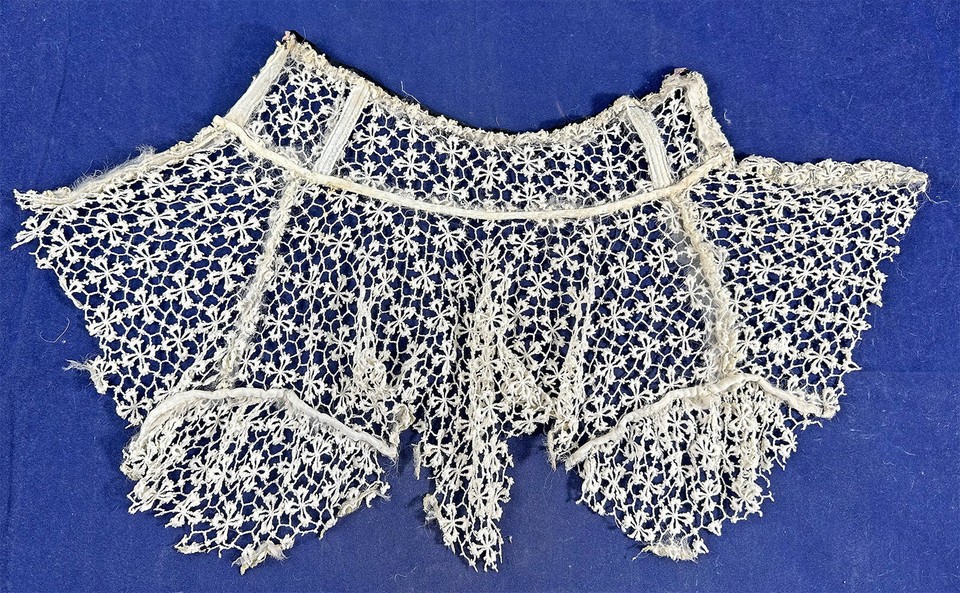 Victorian White Lace High Neck Collar Shirt Front Dickey Dress Trim MOP ...