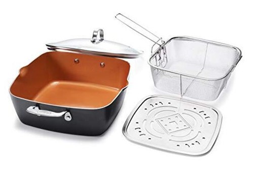 - 6 Quart XL Nonstick Copper Deep Square All in One 6 Qt 6 Qt Deep ...