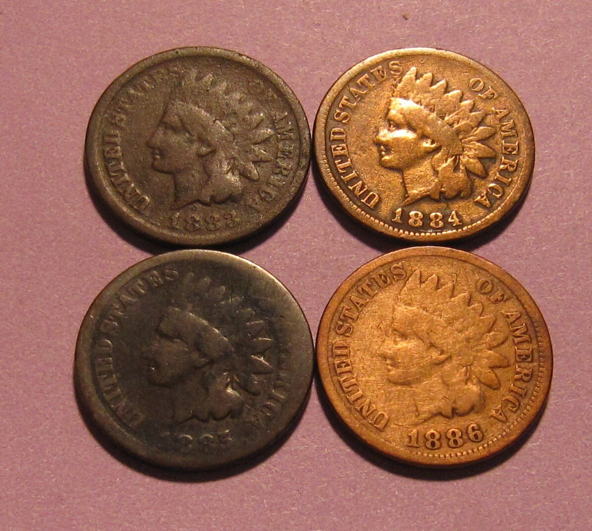 1883 1884 1885 1886 Ty 1 Indian Head Cent Penny - Mixed Condition ...