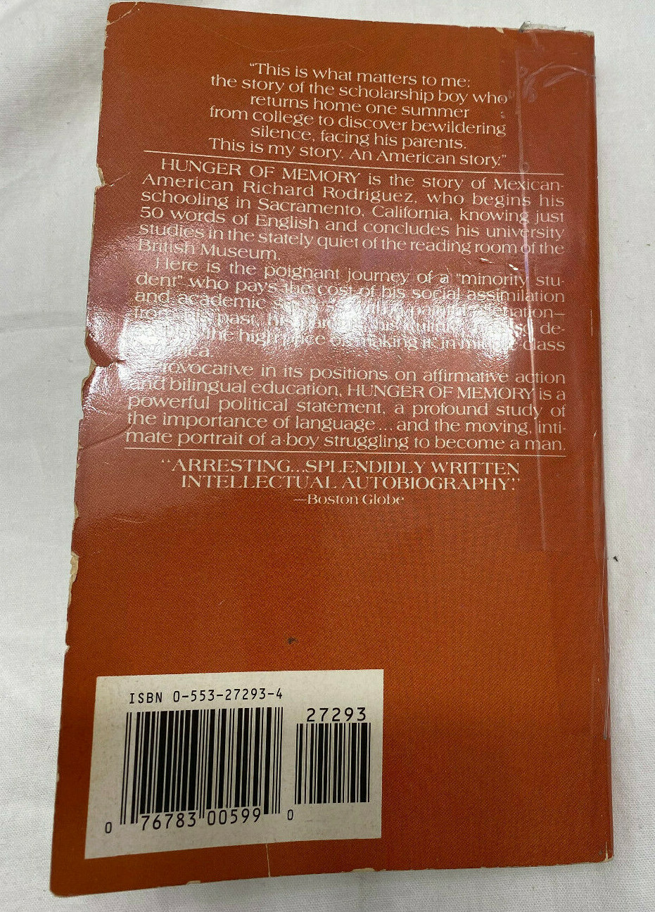 Hunger of Memory : An Autobiography by Richard Rodriguez (1983, Mass ...
